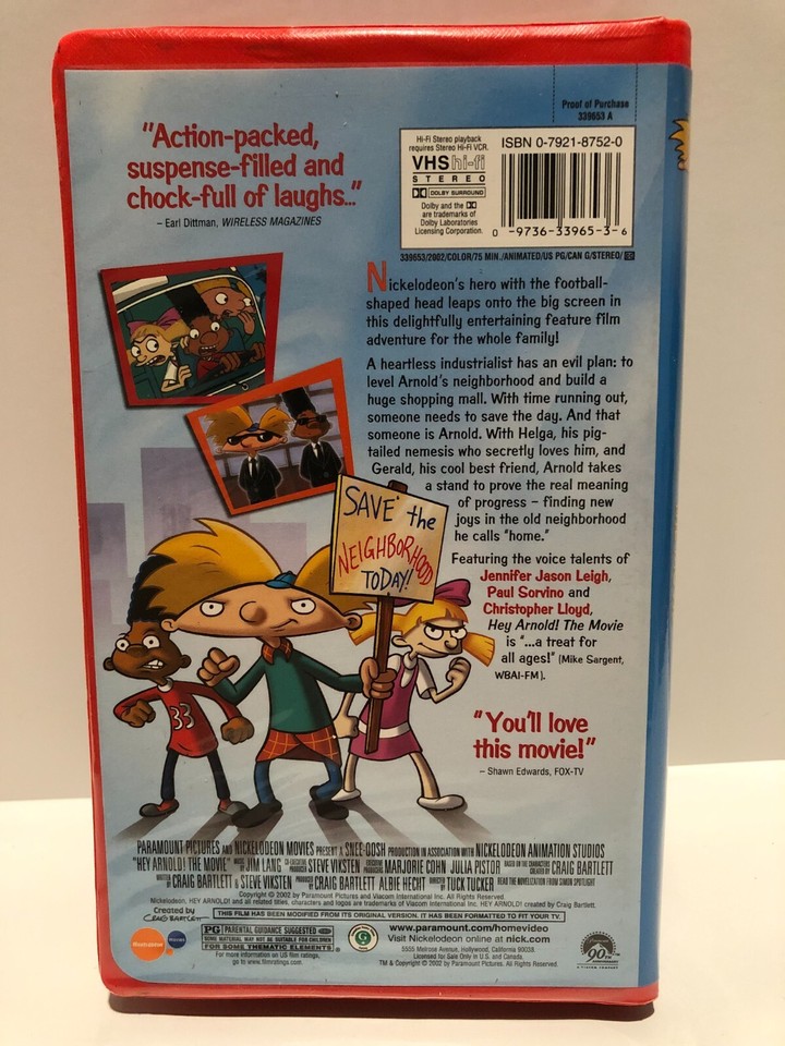 Hey Arnold! The Movie (VHS, 2002) Red Clamshell Nickelodeon Movies | eBay