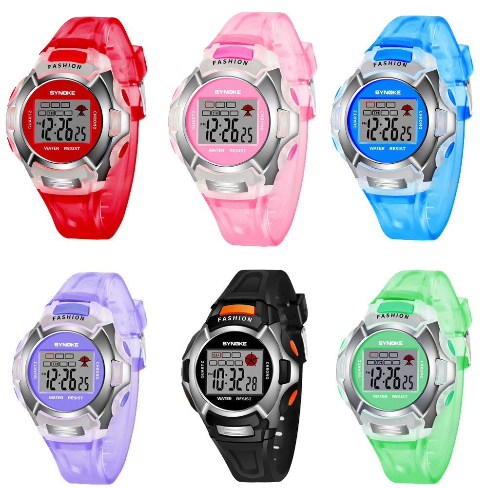 Waterproof Digital Sport WristWatch Girls Boys Alarm Date Children Kids ...