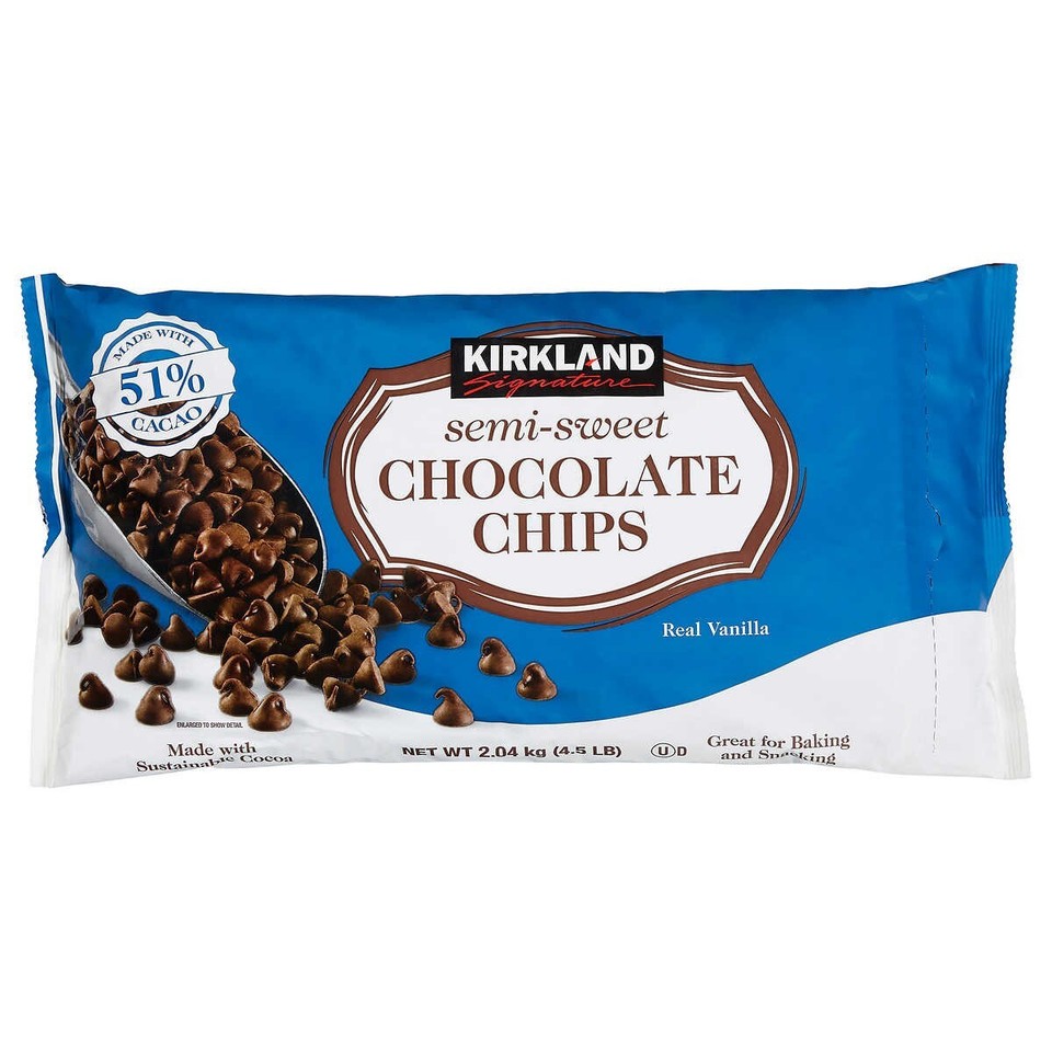 Kirkland Signature SEMI-SWEET CHOCOLATE CHIPS 4.5 LB Bag 51% Cacao ...