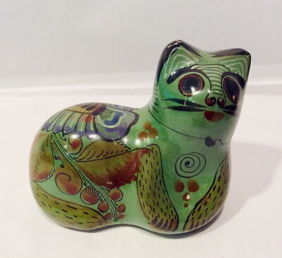 Mexican Tonala Jal, Hand Painted, Cat Figurine. | eBay