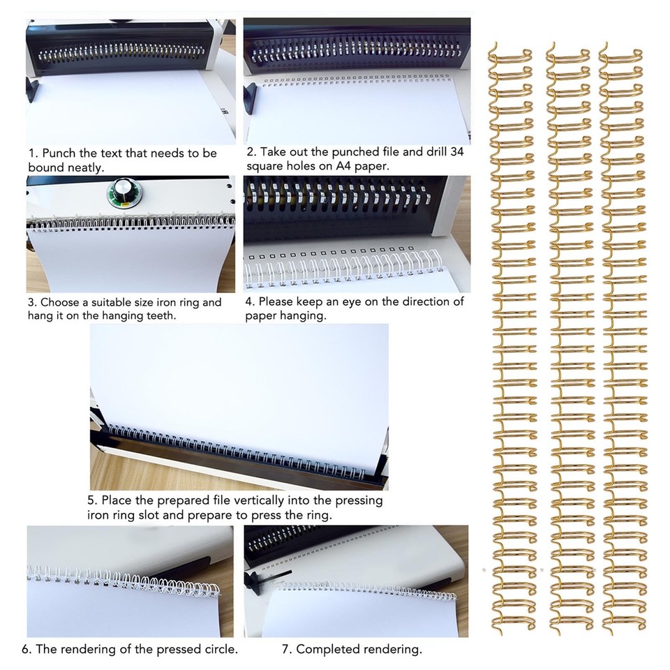 Binding Wire, 100 Pack Double Loop Wire Binding Spines, 34 Holes Double ...