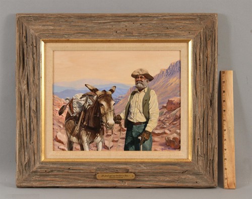 JERRY RINESS American Western Prospector Miner Mule Illustration Oil ...