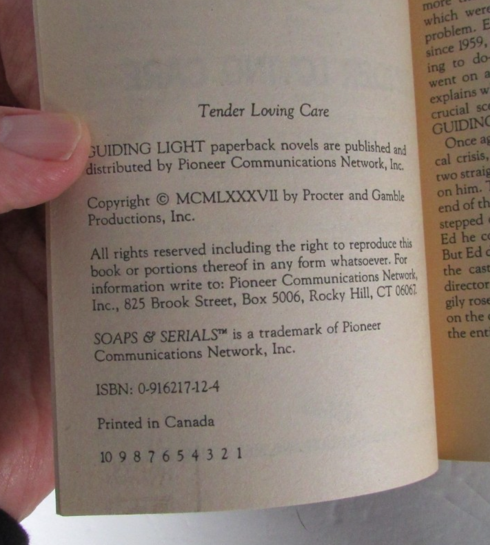 GUIDING LIGHT #12 Tender Loving Care 1st Ed Soap Opera PB Book | eBay