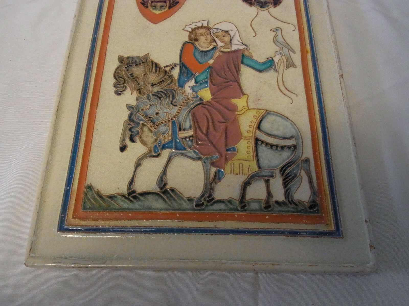 Karlsruhe Majolika Tile Falconer Knight Vintage German # 1 | eBay