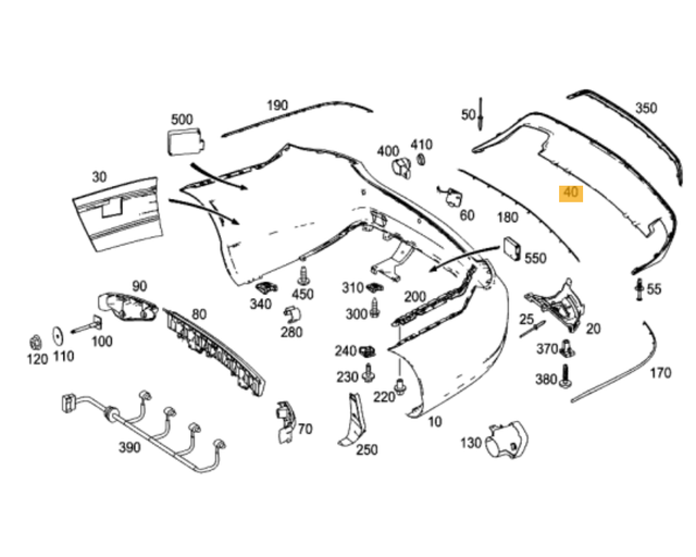 Mercedes-Benz E C207 Rear Bumper Diffuser A2078858225 2013 Genuine for ...