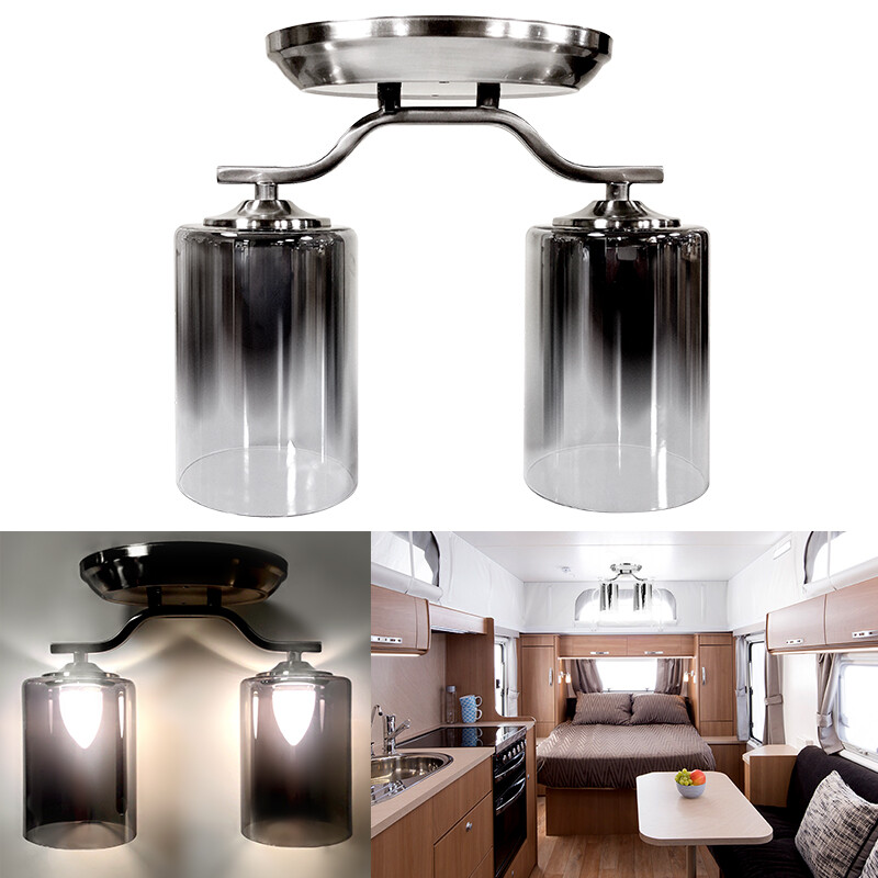 RV Interior Light LED Dinette Ceiling Light Fixture Glass Shade Warm ...