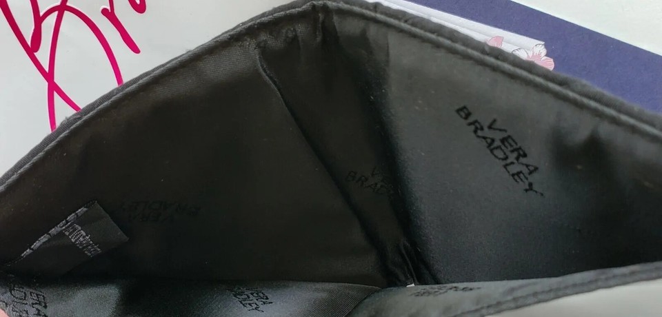 Vera Bradley Wallet Compact Black Microfiber Quilted w 5 card slot ...