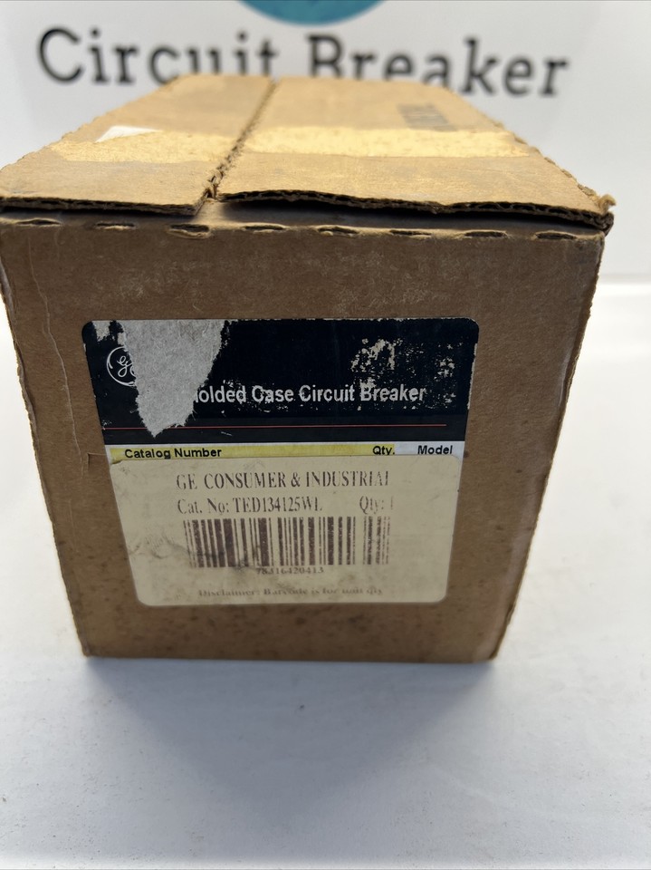 GENERAL ELECTRIC TED134125WL CIRCUIT BREAKER 3 POLE 125 AMP 480V NEW IN ...