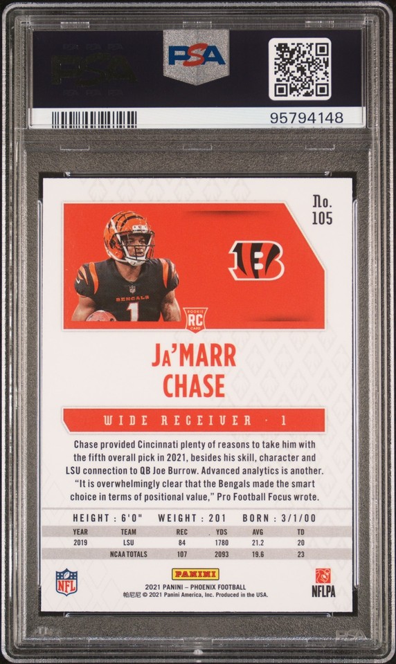 2021 PANINI PHOENIX FIRE BURST #105 JA'MARR CHASE ROOKIE RC PSA 10 | eBay