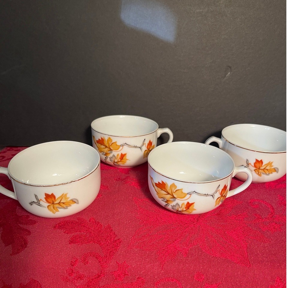Vintage 1950s MJTA Autumn Leaves Snack Plates Teacups Japan Set of 4 | eBay