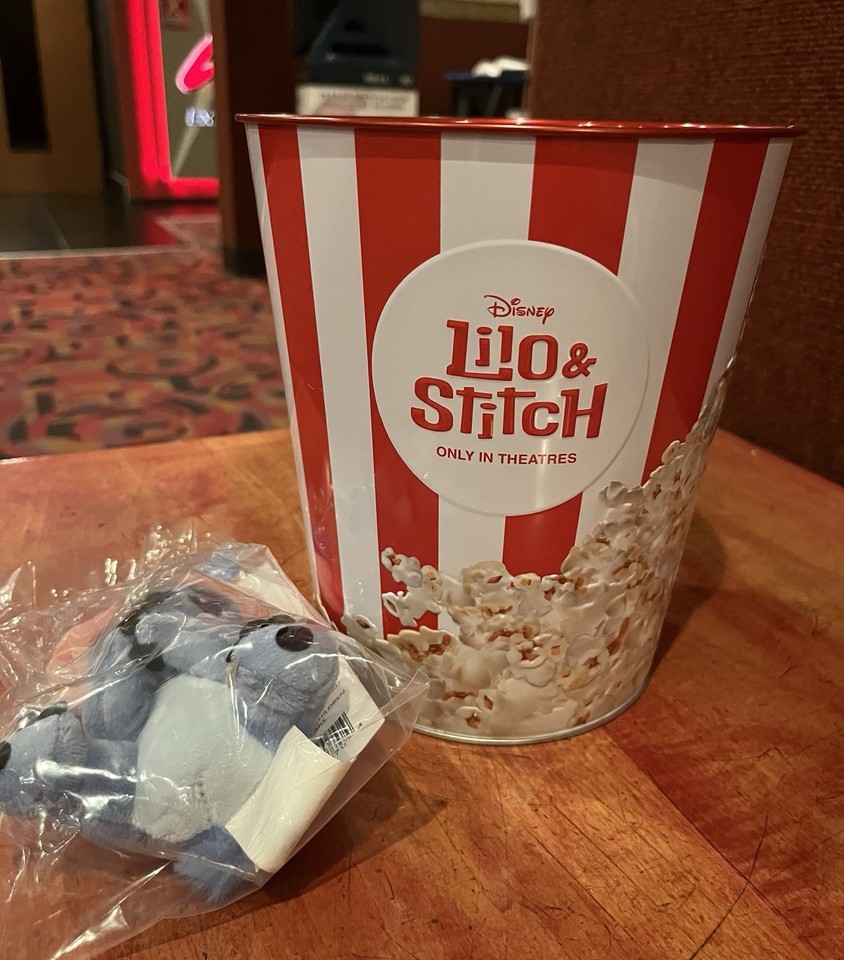 Disney Lilo & Stitch Movie Popcorn Tin Bucket Bag Clip Cinemark ...