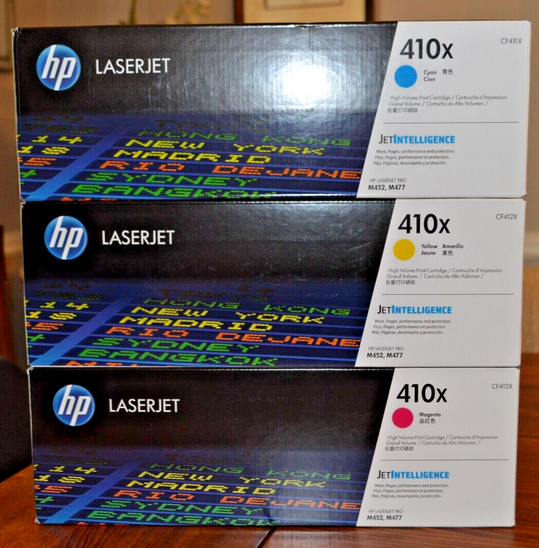 HP 410X CF411X CYAN CF412X YELLOW CF413X Magenta Toner Cartridges TOTAL ...