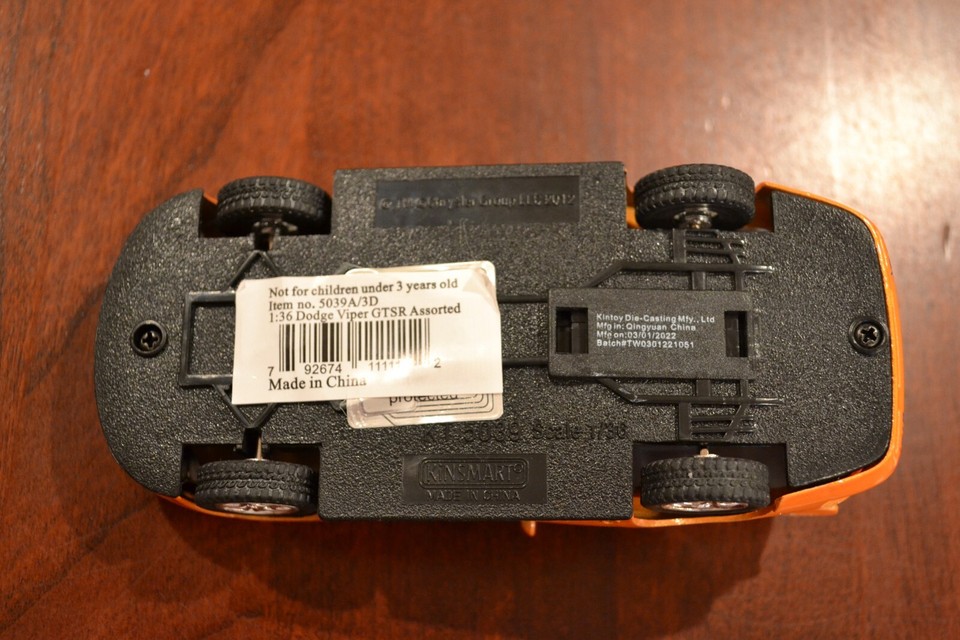 DODGE VIPER GTS-R HARDTOP DIECAST MODEL KINSMART ORANGE WHITE | eBay
