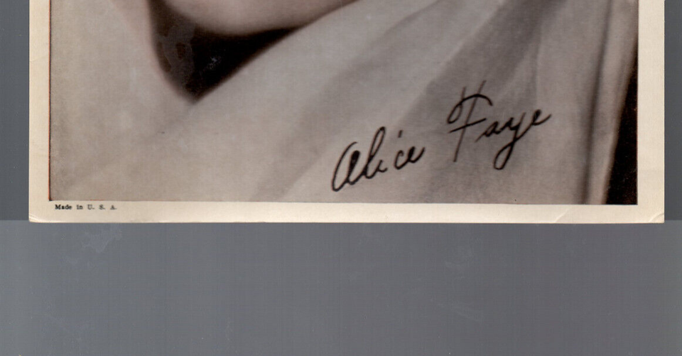 Alice Faye Color Promo Portrait 8x19 facsimile autograph great Made in ...