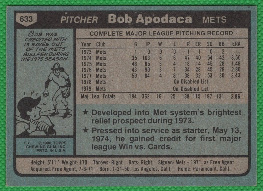 1980 Topps - #633 Bob Apodaca for sale online | eBay