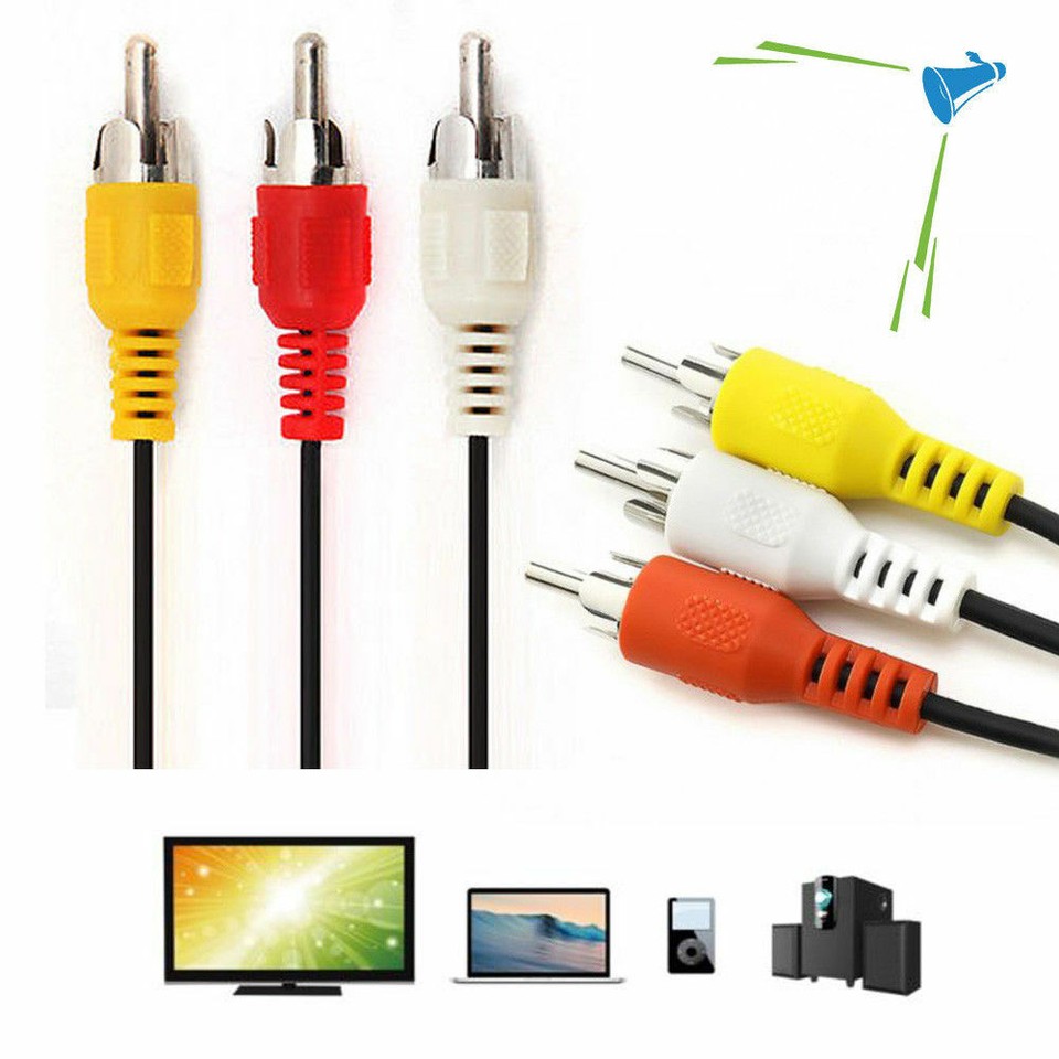 Premium 3 RCA to 3 RCA Male To Male Composite Audio Video AV Cable VCR ...