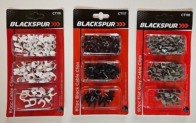 80 Pack Cable Clips Wall Tacks Wire Cord Clamps round or flat 3 Sizes ...