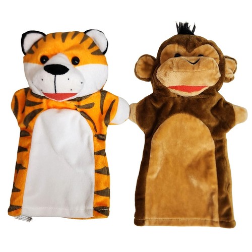 Melissa and Doug Safari Buddies Hand Puppets Plush Tiger & Monkey ...