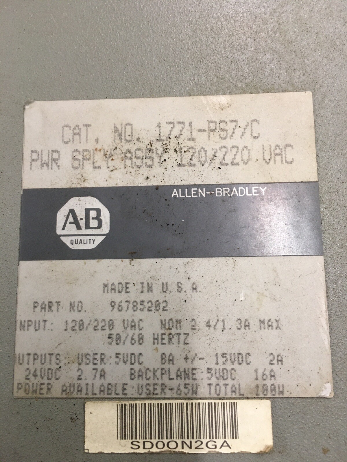 2 ALLEN BRADLEY 1771-P7 SER. B & 1 1771-PS7/C Power Supply’s | eBay