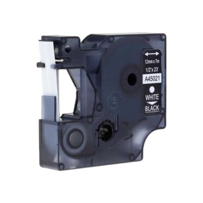 White on Black Label Tape For DYMO LabelManager 100 120P 150 160 200 ...