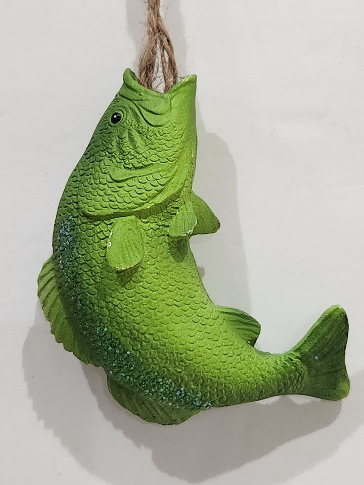 2pc Christmas Coastal Fish GONE FISHING Tree Ornaments | eBay