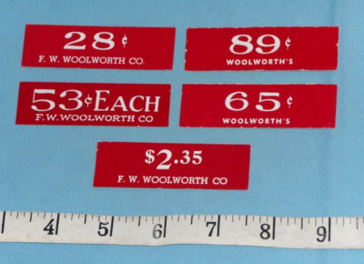vintage WOOLWORTH'S F.W. Woolworth Co. SMALL PRICE SIGN x5 | eBay