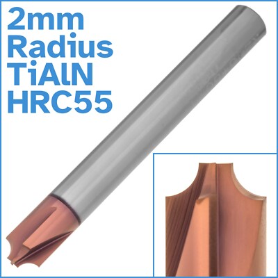 2mm Corner Radius TiAlN Coated 4 Flute Carbide CNC End Mill HRC55 Bit ...