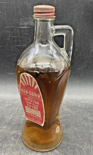 Rare Ken-Dawn Vanilla Flavor Glass Bottle C.D. Kenny Co. Extract Spices ...
