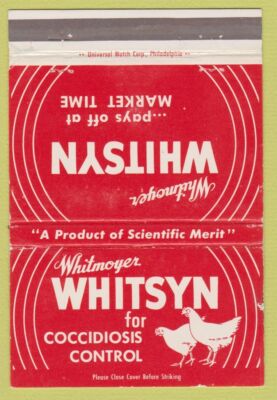 Matchbook Cover - Whitmoyer Whitsyn Chicken Drug Myerstown PA 40 Strike ...