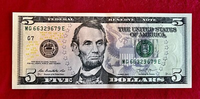NEW Uncirculated FIVE (5) Dollar Bill - Direct from Bank Stack. Series ...