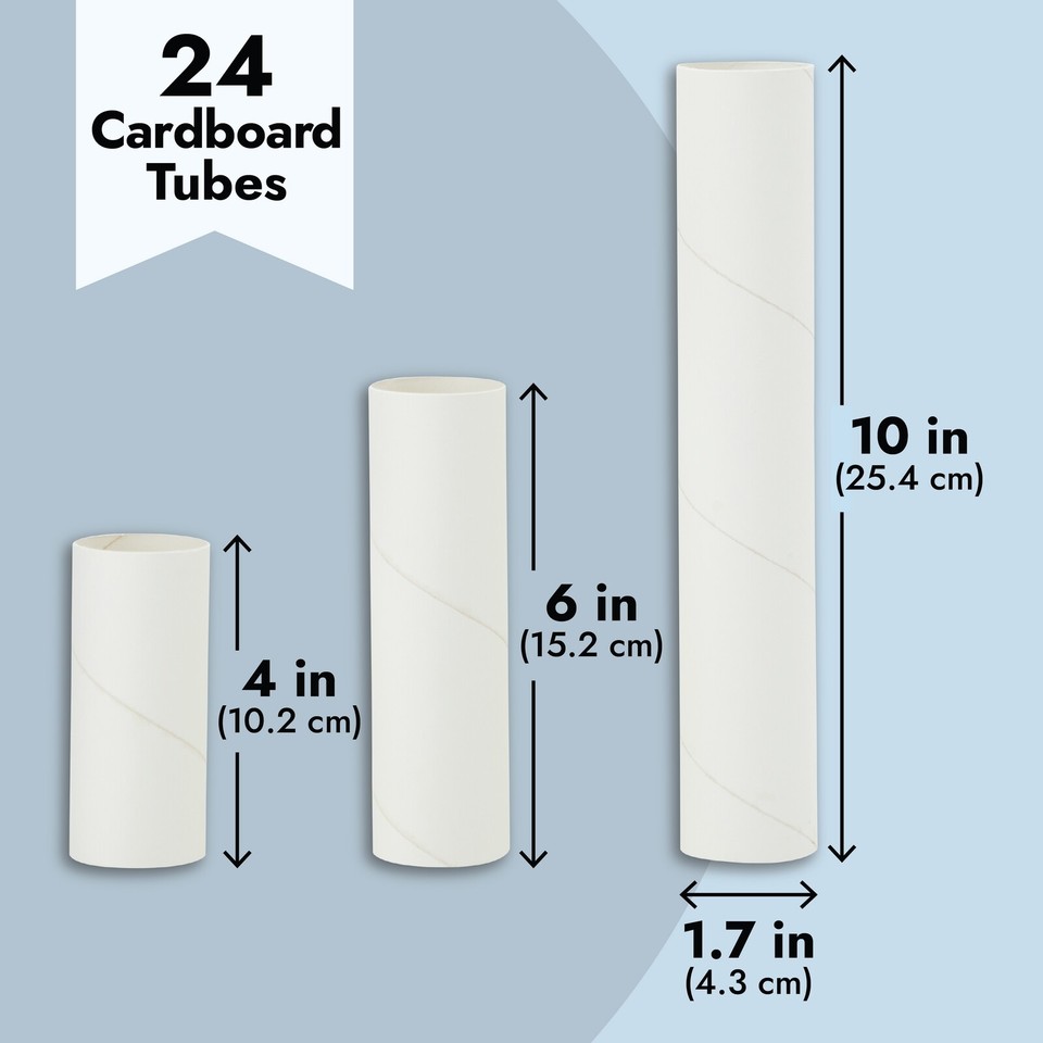 24 Pack White Cardboard Tubes for Crafts, Classroom Art Projects, 3 ...