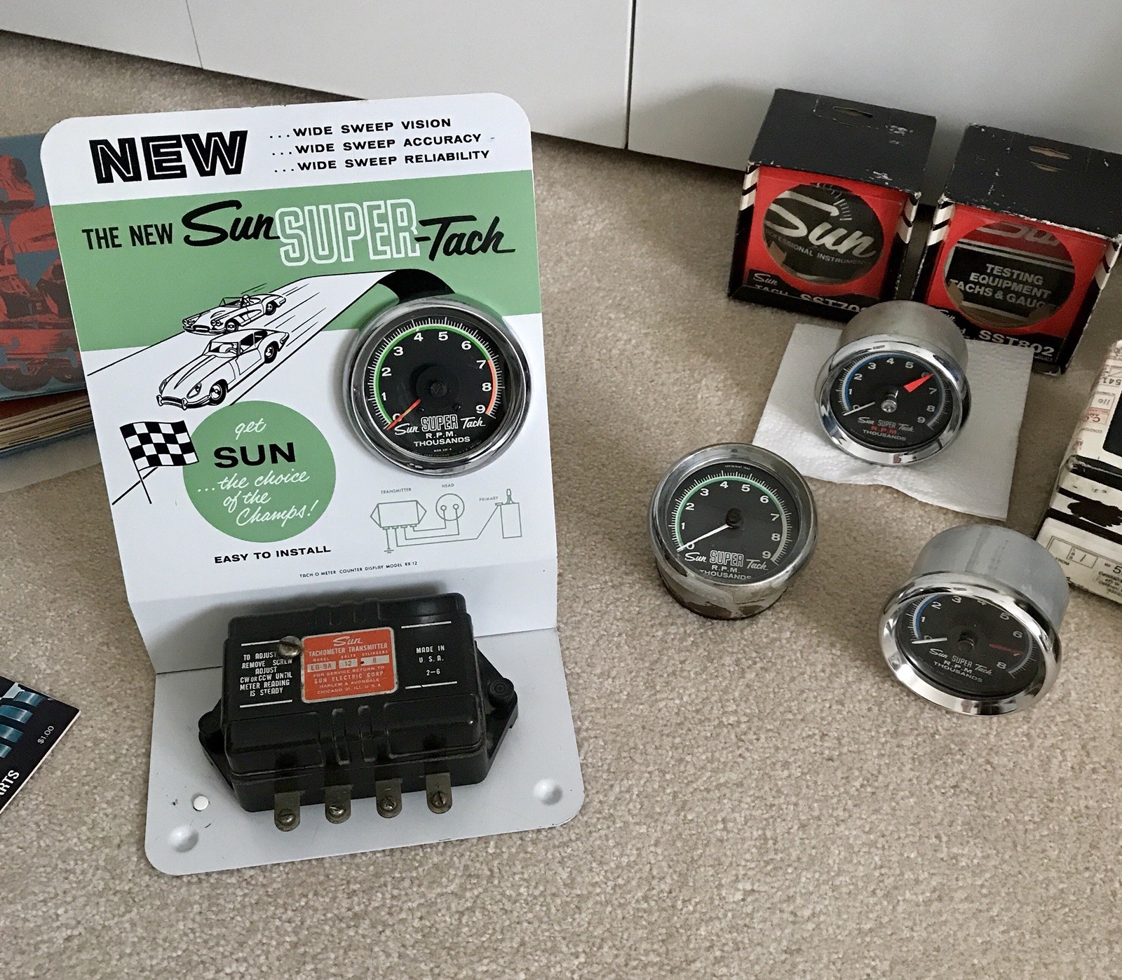 NOS Sun EB-9A tach transmitter 12 volt 8 cyl. NIB w/ Sun batteries! | eBay