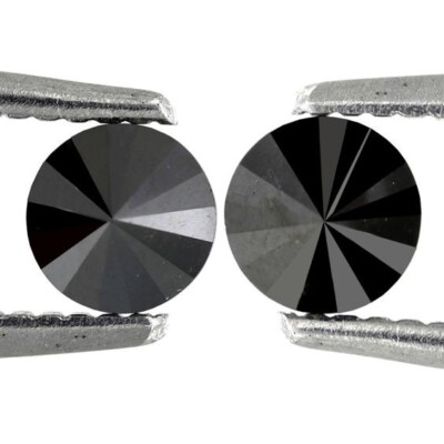 TINY ROUND DIAMOND PAIR 1 MM NATURAL DIAMOND PAIR BLACK FANCY DIAMOND ...