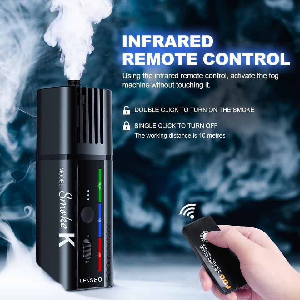 LENSGO Smoke K 30W Handheld Fog Machine Portable Smoke Machine w/Remote ...