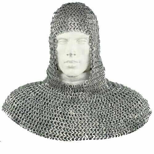 Chainmail Coif Flat Riveted & Flat Washer Mild Steel Chainmail Armour ...