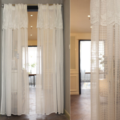 1pc White Sheer Mesh Curtain for Living Room Window Drape Treatment ...
