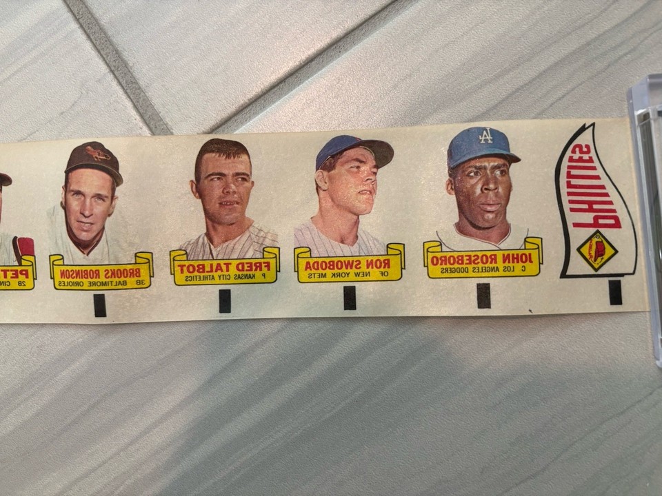 1966 Topps Rub Offs Insert Strip 20 Mays Rose Dodgers Mets Phillies ...