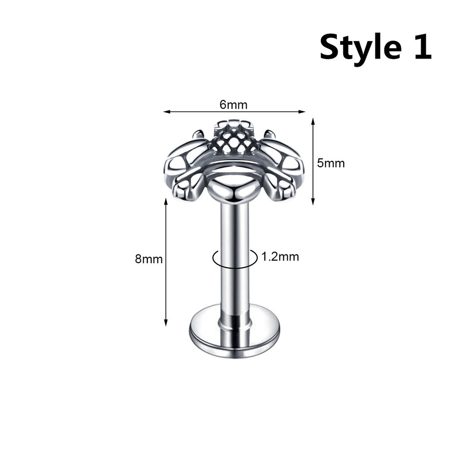 1 Pc CZ Crystal Labret Lip Piercing 16G Lip Stud Ear Tragus Helix Conch ...