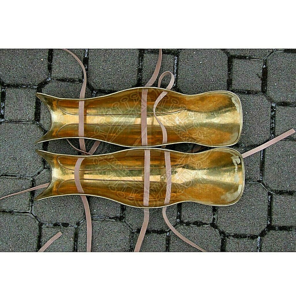 Pair Of Medieval Brass Leg Armor Larp Roman Leg Graves easy to wear leg ...