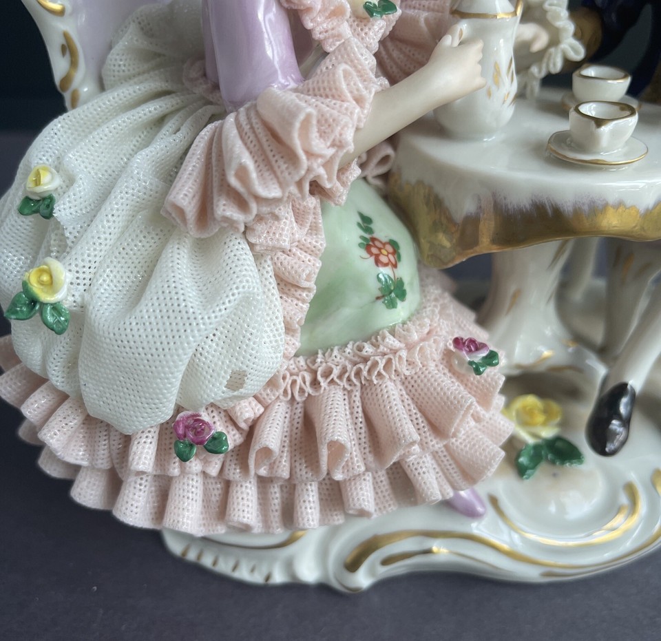 Vtg Germany Martha Budich - TEA - Victorian Dresden Lace Figurine ...