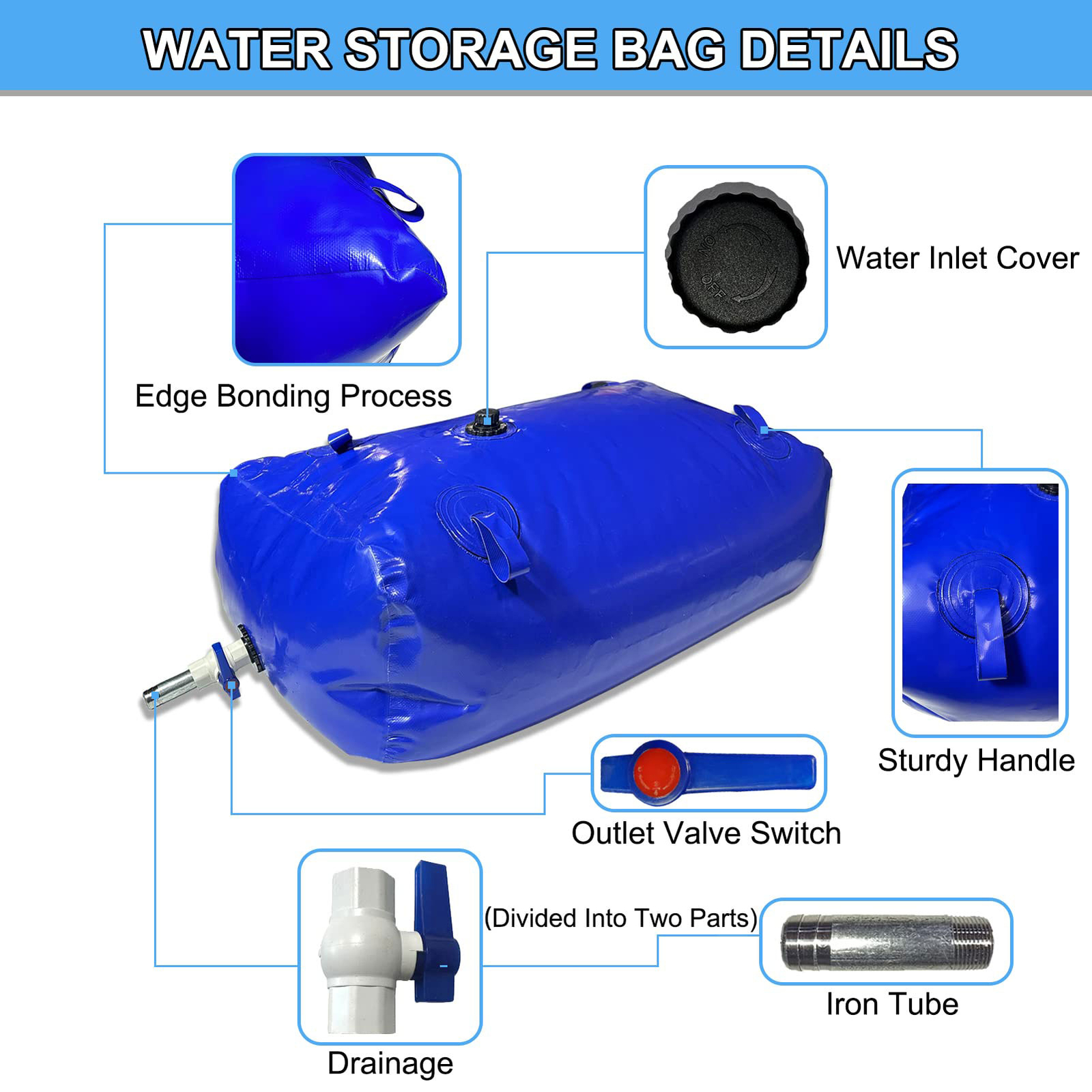 110L Large Capacity Water Bladder Water Storage Tank For Camping ...