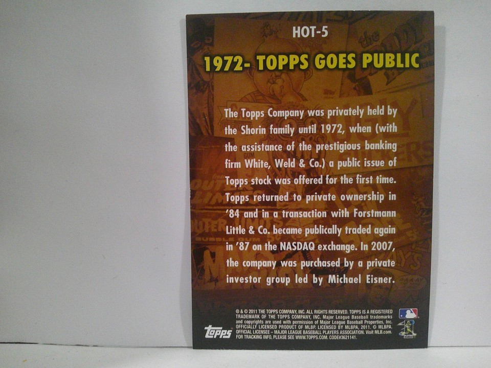 2011 Topps History of Topps 1972 Topps goes public #HOT-5 | eBay