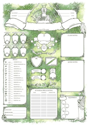 3-DnD 5e Custom Ranger Class Character Sheet Sets Dungeons & Dragons ...