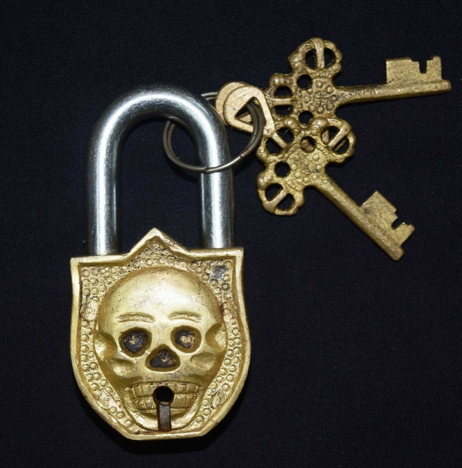 Skull Design Lock Golden Brass Padlock Magic Safety Home Lock GK 572 | eBay