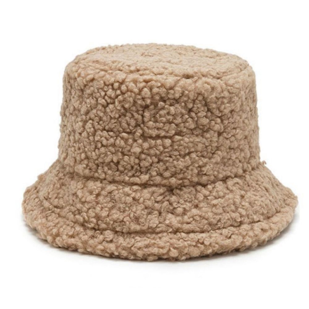 Lamb Cotton Fisherman Cap Thick Warm Sun Caps Fashion Bucket Hat Autumn ...