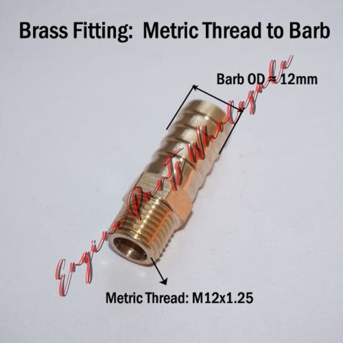 Brass Metric Male Thread M12x1.25 M12 Barb 12mm Hose Fitting Adapter ...