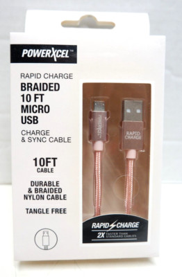 PowerXcel Rapid Charge Braided 10 FT Micro USB Charge Cable | eBay