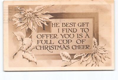 Best Gift Full Cup Christmas Cheer Poem DB Postcard Vtg Posted 1912 | eBay