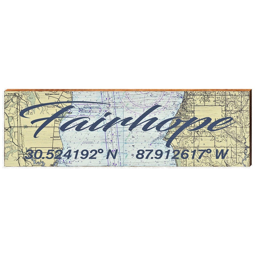 Fairhope Alabama Map Sign Printed On Real Wood RIV15-TOW6M-B-1 | eBay