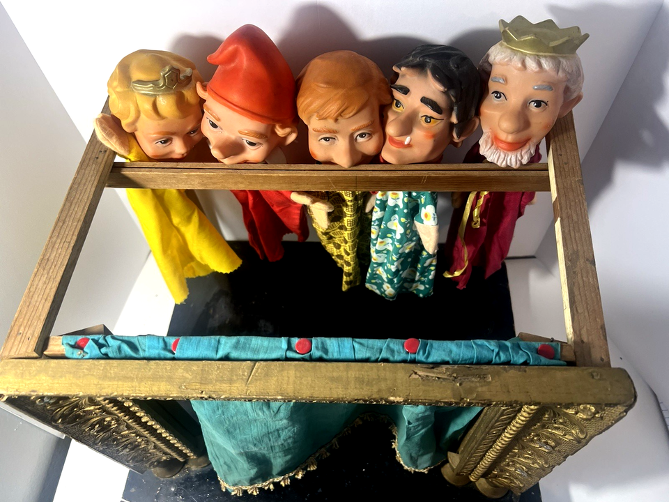 Antique Vintage German Puppets Puppet Theatre wood Stage Doll Devil ...